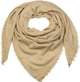 styleBREAKER foulard XXL à mailles fines avec rivets et franges, châle pour lhiver, tissu, femme 01018147, couleur:Beige