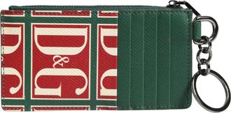 Dolce & Gabbana unisex, Accessoires, Vert, Taille: ONE Size Porte-cartes en Cuir Vert avec Logo