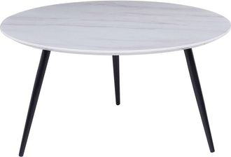 Beliani Beliani - Table Basse Noir et Blanc Effet Marbre en mdf et Métal 79 cm sur Trépied Effie