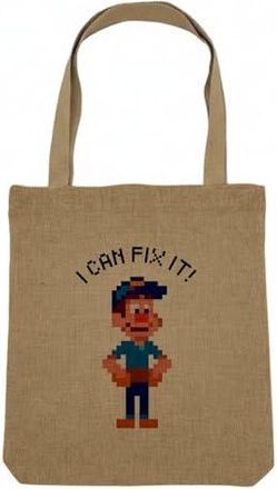 Fabulous Sac Shopping Tote Bag Aspect Lin - I Can Fix It! Personnage Mascotte Jeux Video 8 Bits Retro Gaming Arcade - Sac de Courses Toile Epaisse 360g Beige N