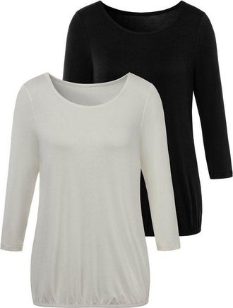 Vivance 3/4-Arm-Shirt (2er-Pack) mit elastischem Saumabschluss
