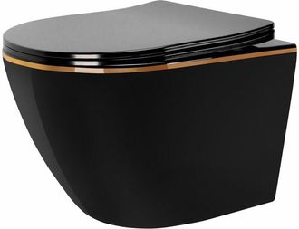 Rea wc sch&uuml;ssel randlos carlo mini duroplast flat black gold edge