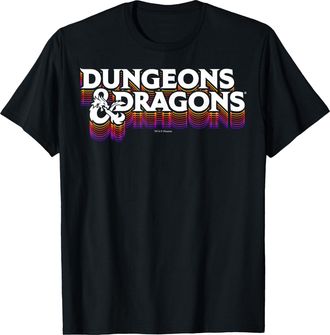 Dungeons & Dragons Retro Logo Stack T-Shirt, Herren, Schwarz, S