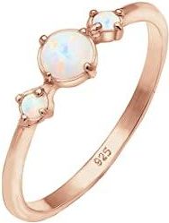 Elli Bague Femmes Bande Géo Vintage Tendance avec Opale Synthétique en Argent Sterling 925