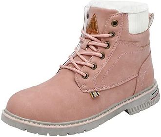 Mishansha Chaussures dhiver Homme Femme Bottes de Neige Légère Antiderapante Bottines avec Chaude Doublée pour Montantes de Randonnée Trekking Marche, Rose Saum