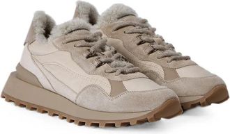 Brunello Cucinelli Suede with Monili Detail Sneaker - Beige