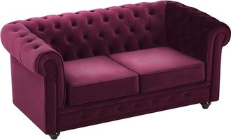 Vente-Unique Sofa 2-Sitzer - Samt - Purpur - Chesterfield