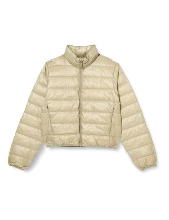 Calvin Klein Damen Pufferjacke Down Shine Glänzend, Beige (Nordic Dust), XL