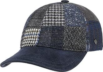 Lierys Casquette Patchwork Wool Curved Homme - Made in Italy Laine de Baseball Boucle en Metal, avec Visiere, Doublure Hiver Automne-Hiver - S/M (55-57 cm) B