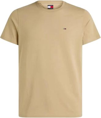 Tommy Jeans Homme, Tops, Beige, Taille: L T-shirt Beige en Coton, Manches Courtes, Col Rond