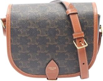Celine Pre-owned Sac bandouli&egrave;re Folco moyen en toile enduite PVC - Femme - Pre-owned - Brun - Taille: ONE Size