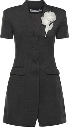 Self Portrait Femme, Robes, Gris, Taille: 34 FR Mini-robe &agrave; d&eacute;tails floraux