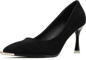 Generic Eestfy Talons Aiguilles en Su&eacute;d&eacute; &Eacute;l&eacute;gants Femme &agrave; Bout Pointu avec Bout M&eacute;tallique Dor&eacute; et Semelle Int&eacute;rieure M&eacute;moire de Forme, Escarpins Classiques p
