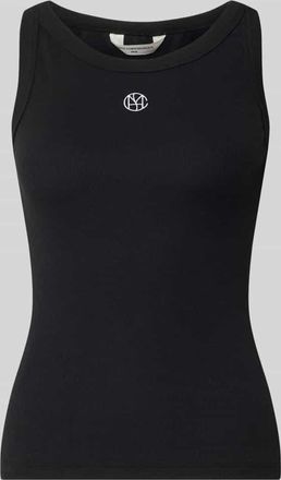 Moss Copenhagen Tanktop in Ripp-Optik mit Label-Stitching Modell Gubbe