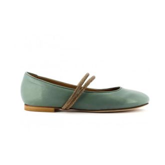Anna F. Femme, Chaussures, Vert, Taille: 38 1/2 EU Ballerine en Cuir
