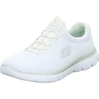 Skechers Femme SUMMITS Sneaker, Blanc Mesh Argent Trim, 35.5 EU