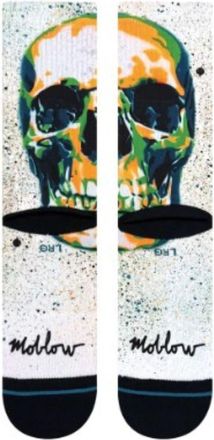 Stance Mo Totenkopf-Socken, weiß, gemustert, Fußgewölbeunterstützung, gepolstert, weiß, L
