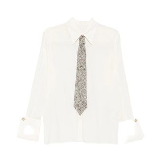 Simona Corsellini Hemdbluse mit Schleife - - Blouses & Shirts - Damen - Wei&szlig; - S