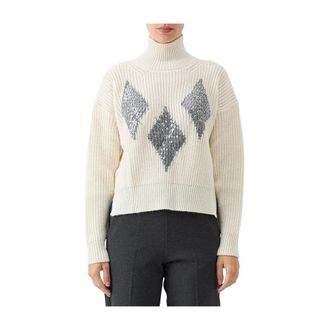 Ermanno Scervino Dolcevita rombi e paillettes - - Knitwear - Damen - Wei&szlig; - 2XS