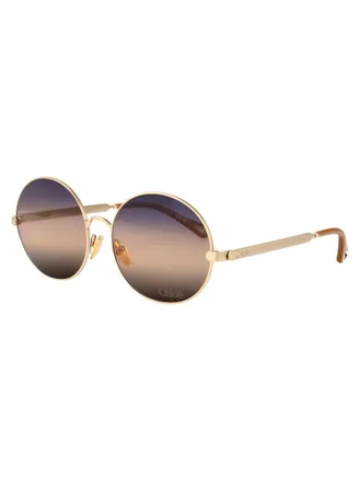 Chlo&eacute; Womens Sunglasses Ch0281s Gold-Gold-Blue Metal Gold/gold/blue