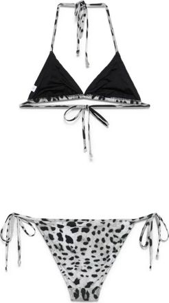 Dolce & Gabbana Femme, Maillots de bain, Multicolore, Taille: 44 FR Triangle Coulissant Tanga Leo Nero