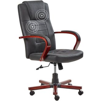 Beliani Beliani - Chaise de Bureau Fauteuil Imitation Cuir Noir avec Fonction de Massage et Chauffage Hauteur Réglable et Roulettes Pratiques et Élégant
