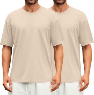 Generic T-shirt uni pour homme 2026 nouveau t-shirt d&eacute;t&eacute; d&eacute;contract&eacute; col rond manches courtes t-shirt classique basique 2 pi&egrave;ces pour int&eacute;rieur et ext&eacute;rieur, 