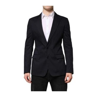 Dolce & Gabbana Luxus Baumwolle Seiden Blazer Jacke - - Jackets - Herren - Schwarzk - M