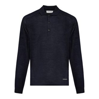 Premiata Lang&auml;rmliges Poloshirt aus Wolle und Seide - - Knitwear - Herren - Blau - L