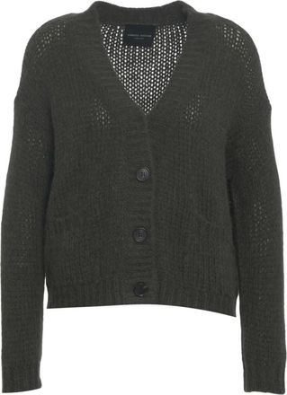 Roberto Collina Femme, Pulls, Vert, Taille: 40 FR Cardigan Vert Tricot Col V Aw25