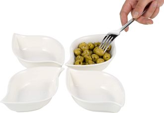 Esmeyer 302-071 4-teilig Schalenset Jolie aus Maße: jeweils circa 16 x 10 x 4 cm Im Geschenkkarton, Porzellan, weiß