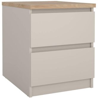 Dmora Dmora - Nachttisch Eryndor, niedrige Kommode mit 2 Schubladen, eleganter und funktionaler Nachttisch, 40x50 h50 cm, Beige