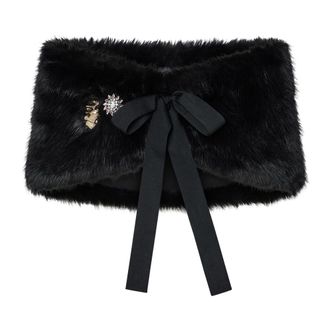 Liu Jo Pelzstola mit Brosche - - Accessories - Damen - Schwarzk - ONE SIZE