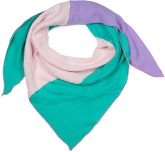styleBREAKER Damen Musselin Dreieckstuch 3-farbig | Pastell Schal aus Baumwolle für Frühling & Sommer | Leichtes Dreieckstuch aus Musselin Stoff | Made in Italy, F