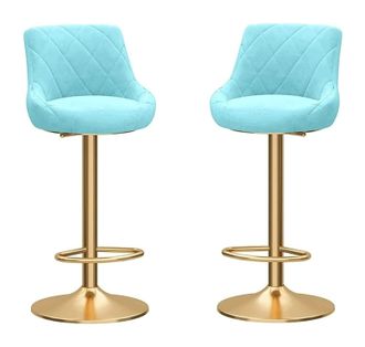 Generic Hochwertiges, ergonomisches Barhocker-Set (2 St&uuml;ck), mechanisch verstellbar, Stoffbezug, verchromtes Gestell, 65-80 cm