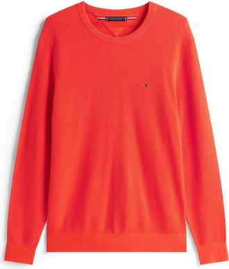 Tommy Hilfiger Baumwoll-Pullover mit Reiskornstruktur und kleiner Logo-Stickerei in