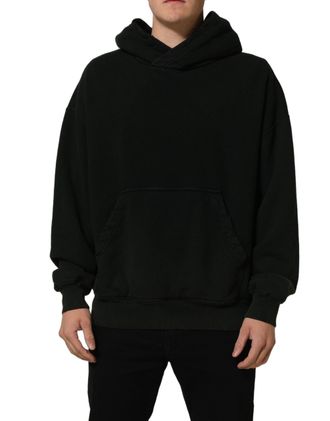 Dolce & Gabbana Black Cotton Hooded Men Sweatshirt Sweater Clothing