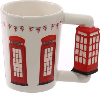 Puckator Novelty Keramiktasse mit Griff in Telefonzelle, mehrfarbig, Höhe 10,5 cm, Breite 13 cm, Tiefe 8 cm