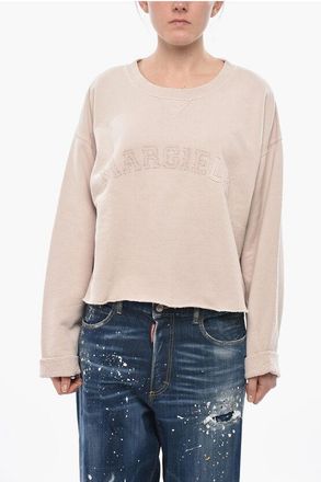 Maison Margiela MM1 Cropped Oversized Sweatshirt With Raw Hem size L