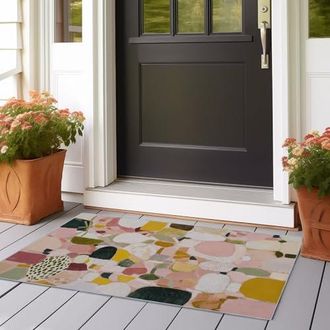 Generic Tapis de Passage Couloir Long Art Abstrait en Blocs de Couleur Cuisine Devant Evier Antid&eacute;rapant 60x210 cm Absorbant Tapis d Entree Interieur pour Ros
