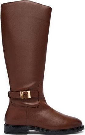 Tommy Hilfiger Stiefel Th Buckle Leather Knee Boot FW0FW09572 Braun