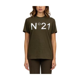 N&deg;21 Gr&uuml;nes Baumwoll T-Shirt mit Logo - - Tops - Damen - Gr&uuml;n - M