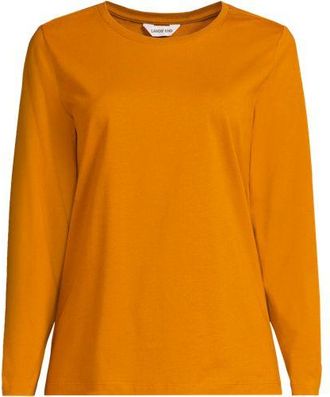 Lands End Langärmeliges Supima-Shirt mit Rundausschnitt, Damen, Größe:56-58 plus, Gelb, by Lands End