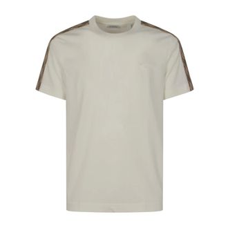 Burberry Homme, Tops, Blanc, Taille: L T-shirt avec D&eacute;tails &agrave; Carreaux
