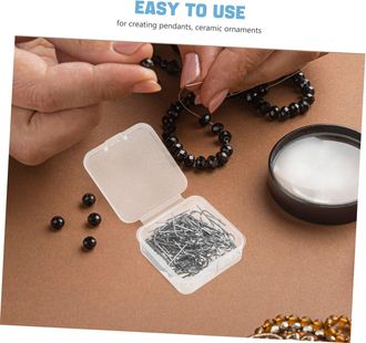 Lurrose 60stücke Teiliges Hochtemperatur-nichrom-draht U-förmigen Aufhängern Und Praktischer Aufbewahrungsbox Robust Vielseitig Für DIY Schmuck Keramik Glaspr