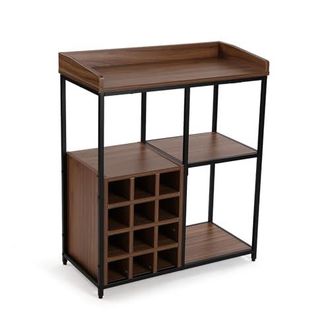 VERSA Casier à vin Versa pour 12 bouteilles, style moderne, 81 x 70 x 34 cm, bois MDF et métal, marron et noir