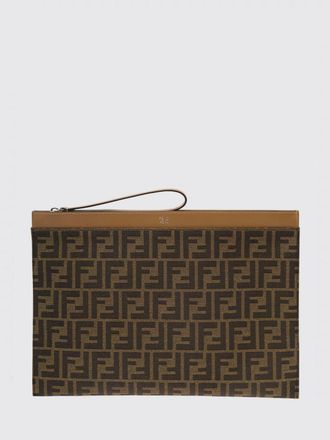 Fendi Porte-documents en tissu jacquard FF avec d&eacute;tails en cuir de veau