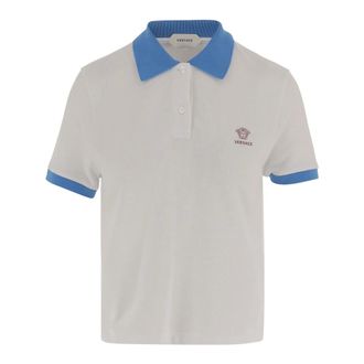 Versace Femme, Tops, Blanc, Taille: 36 FR Polo en coton brod&eacute;