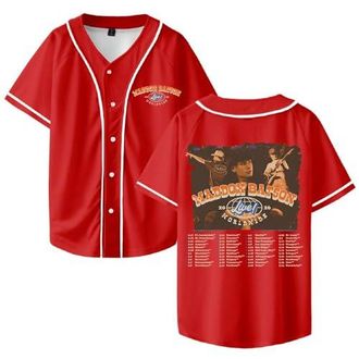 Generic Maddox Batson Live Worldwide Tour Maillot de baseball Col en V Unisexe Manches courtes Streetwear, Rouge, 4XL