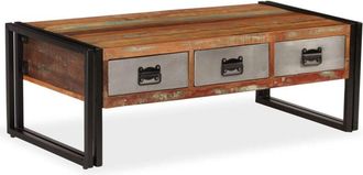 vidaXL Couchtisch mit 3 Schubladen Altholz Massiv 100x50x35 cm Vidaxl